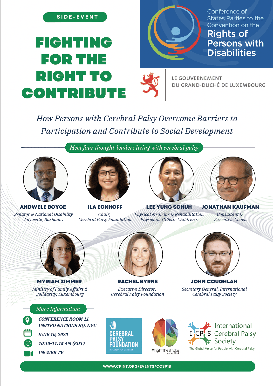 Cerebral Palsy Foundation to Attend COSP18 UN Conference — Cerebral ...